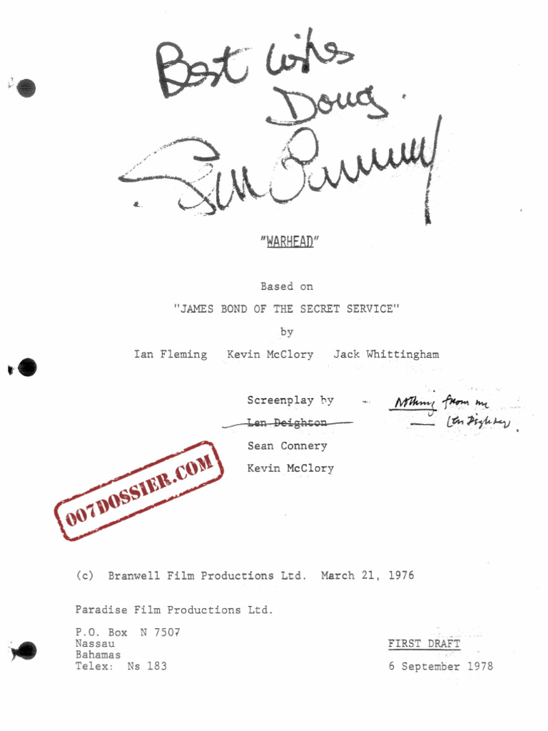 Warhead-Script-By Sean-Connery-Kevin-Mcclory-Et-Al-1978 | PDF