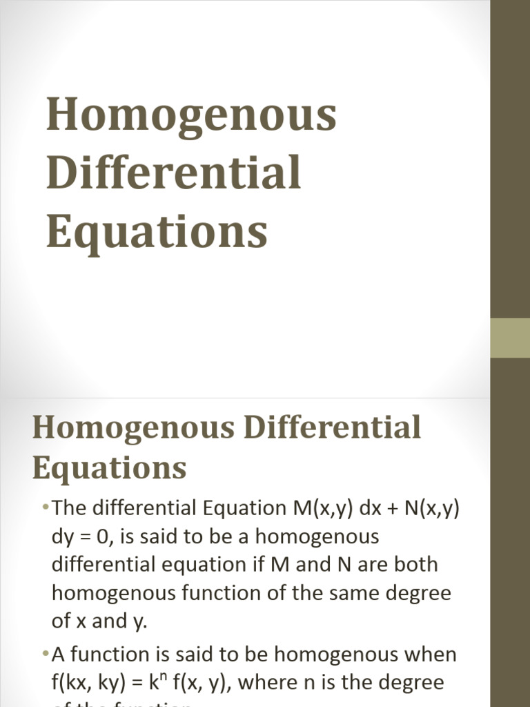 Homogenous-Differential-Equations.pptx | PDF