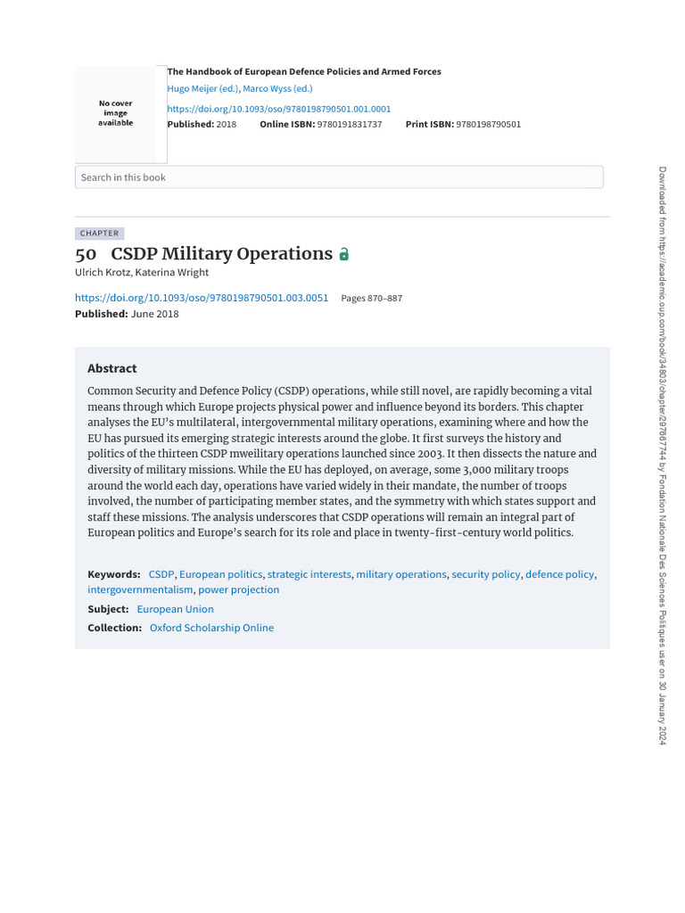 S10.a - KROTZ and WRIGHT (2018) - CSDP Military Operations | PDF