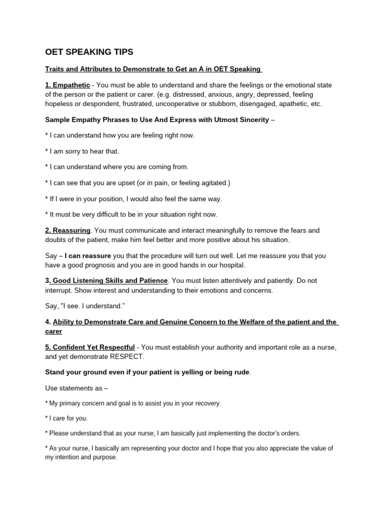 OET-SPEAKING-TIPS | PDF