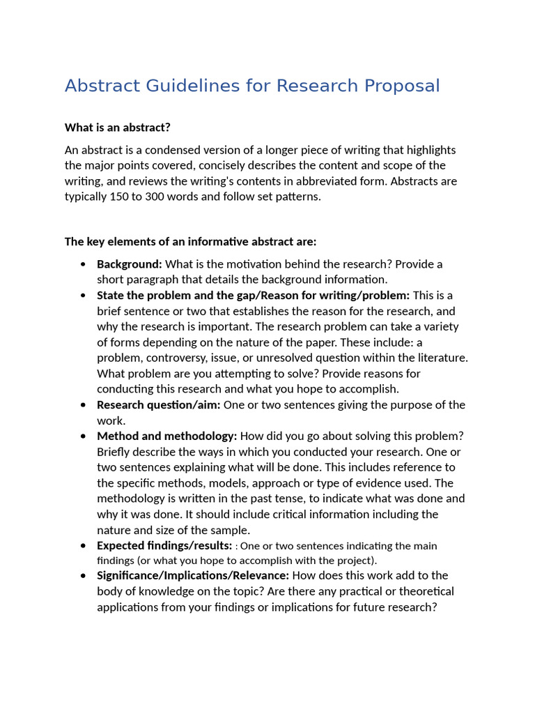 Research Proposal Abstract Guide | PDF