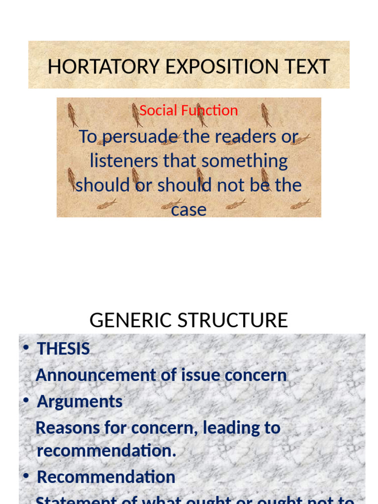 Hortatory Exposition Text | PDF