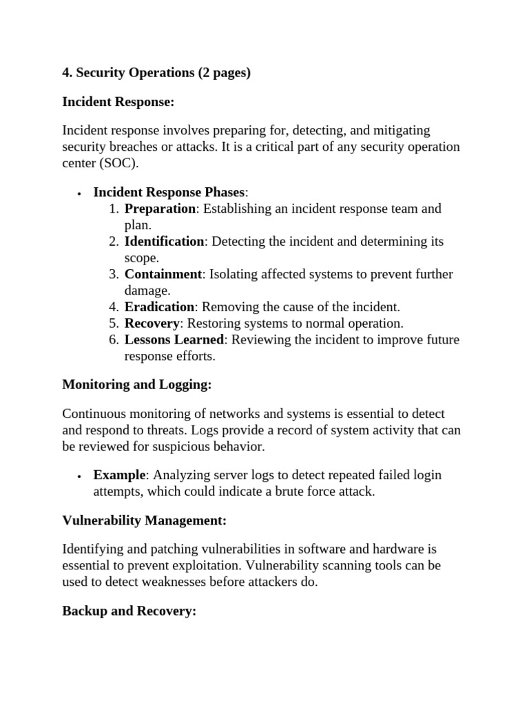Isc2 Security Operations Notes | PDF