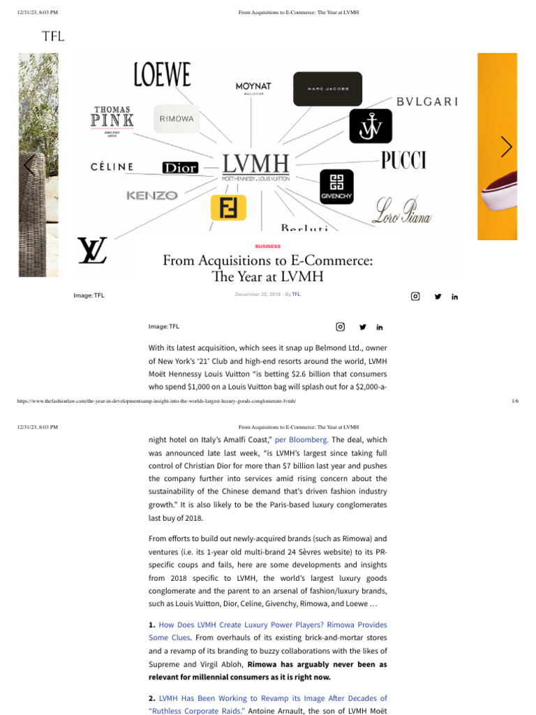 From Acquisitions To E-Commerce - The Year at LVMH | PDF