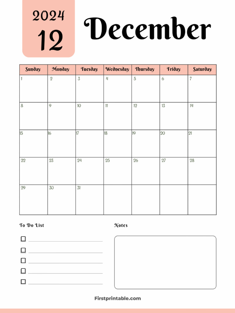 December-Calendar-2024-Aesthetic-Pink-portrait_Firstprintable_com | PDF