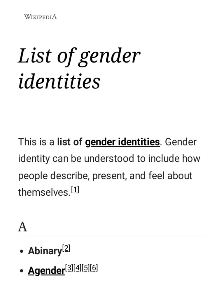 List of Gender Identities - Wikipedia | PDF