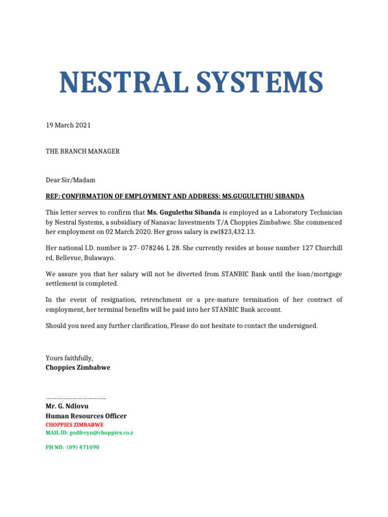 Stanbic-Bank Confirmation Letter | PDF