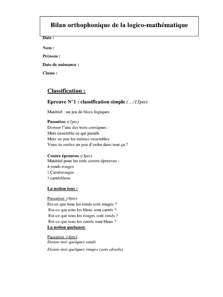 bilan logico maths | PDF