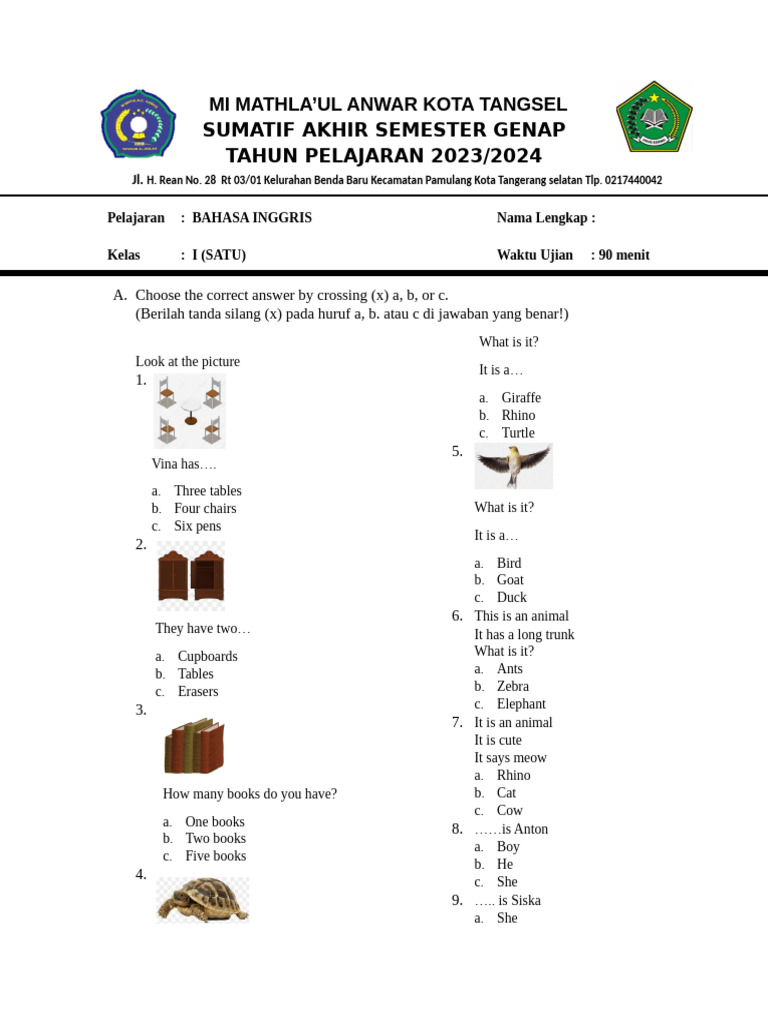 Sas Inggris KLS 1 | PDF