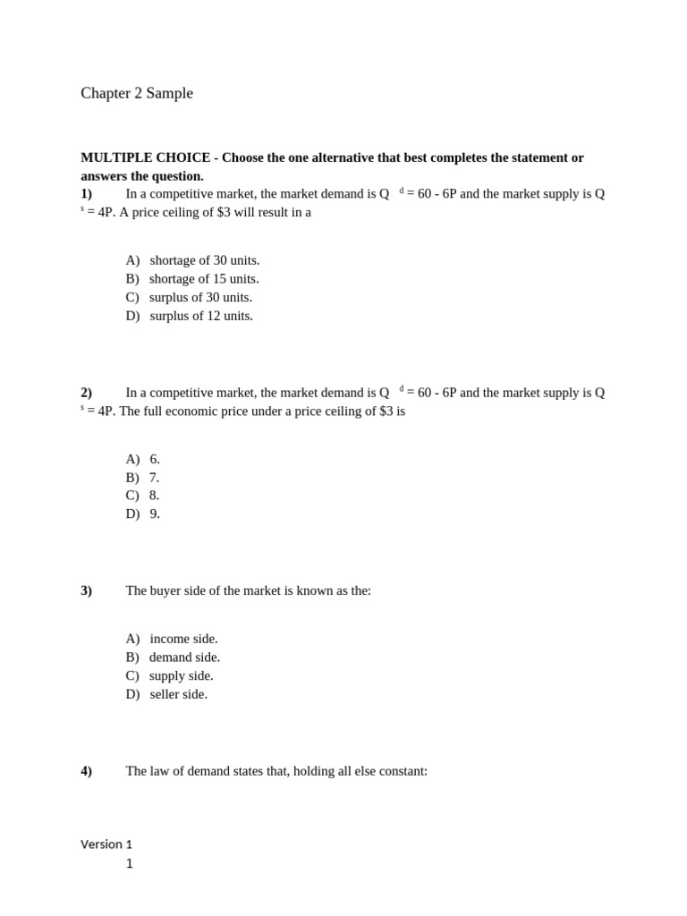 2453chapter 2 Sample MCQ | PDF