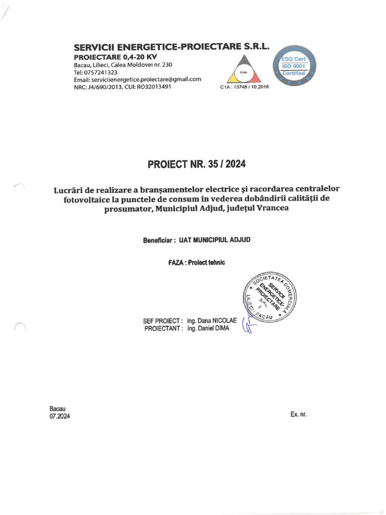 Proiect Tehnic PROSUMARE PDF | PDF