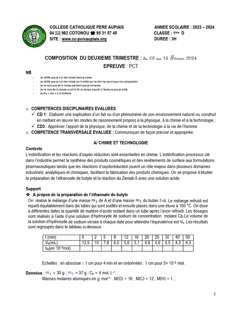 1ère D - Définitif | PDF