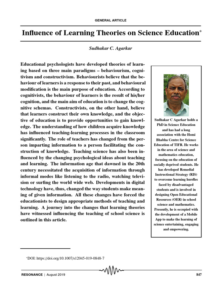 Influence of Learning Theories On Science Education | PDF