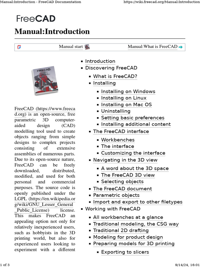Manual - Introduction - FreeCAD Documentation | PDF