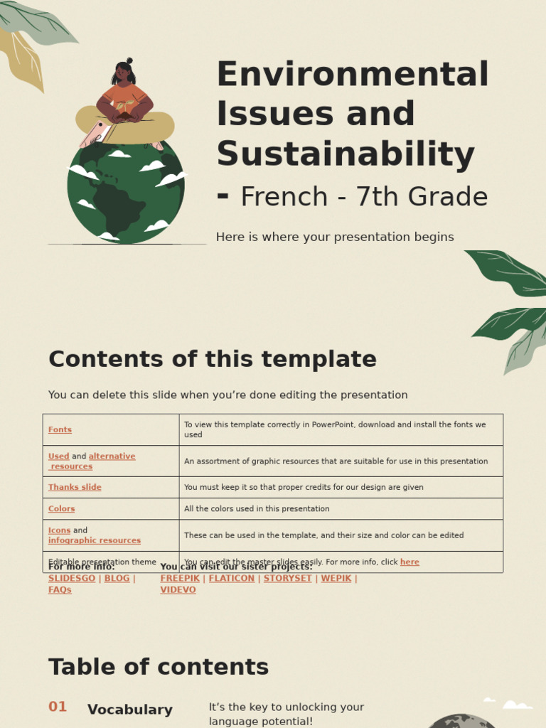 Environmental Issues and Sustainability - French - 7th Grade by ...
