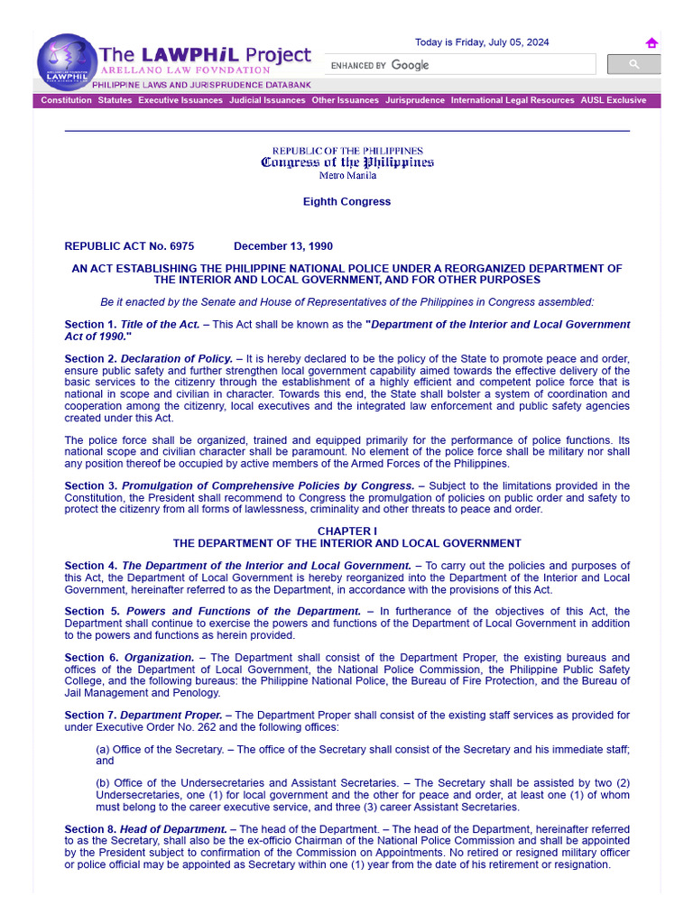 R.A. 6975 (1990) | PDF