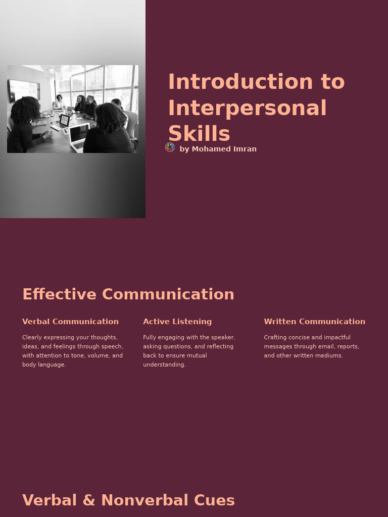 Introduction To Interpersonal Skills | PDF | Communication | Nonverbal ...