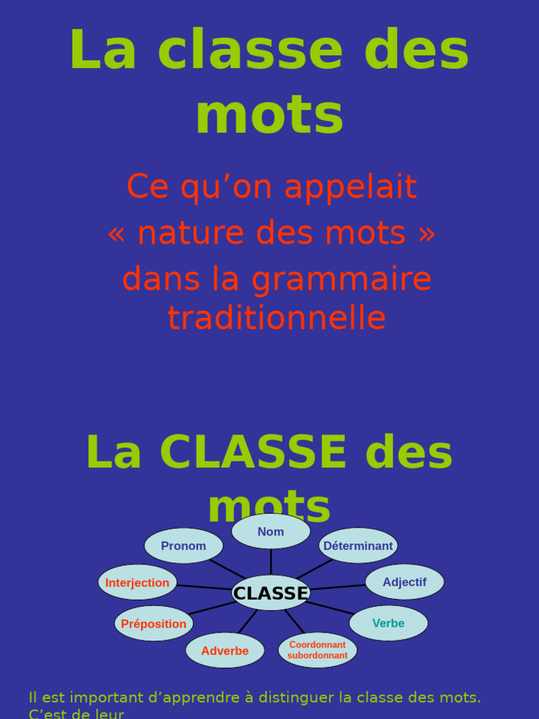 La Classe Des Mots | PDF
