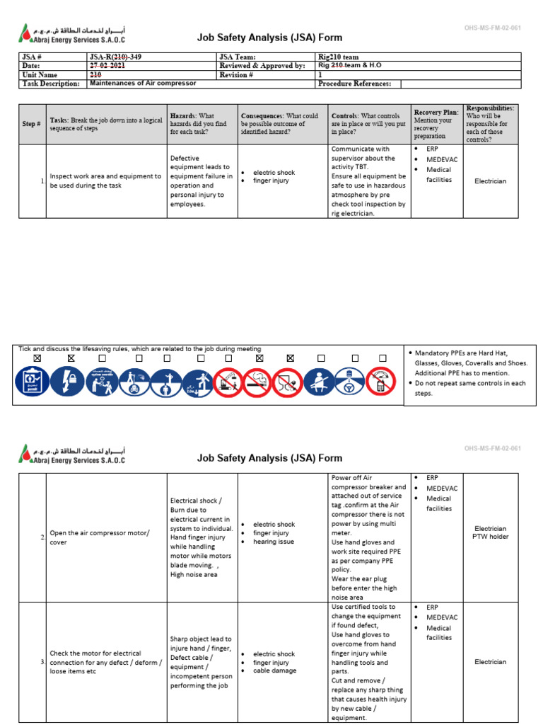 Maintenances of Air Compressor | PDF | Personal Protective Equipment ...