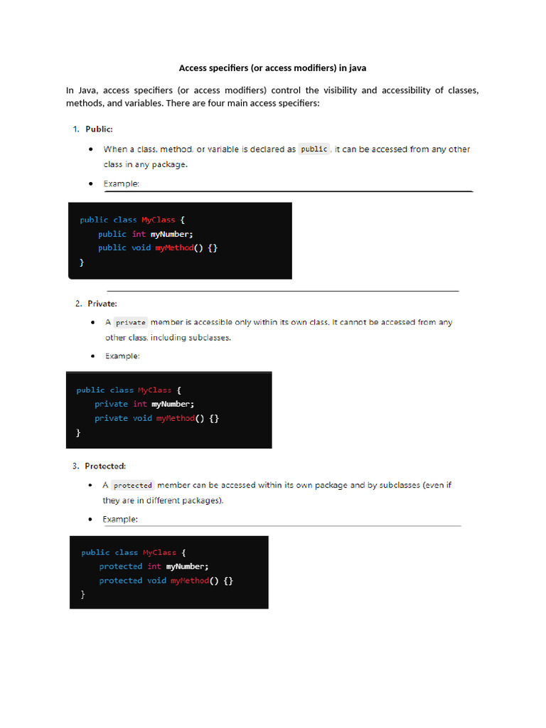 Access Specifiers Super Keyword Oops Pdf