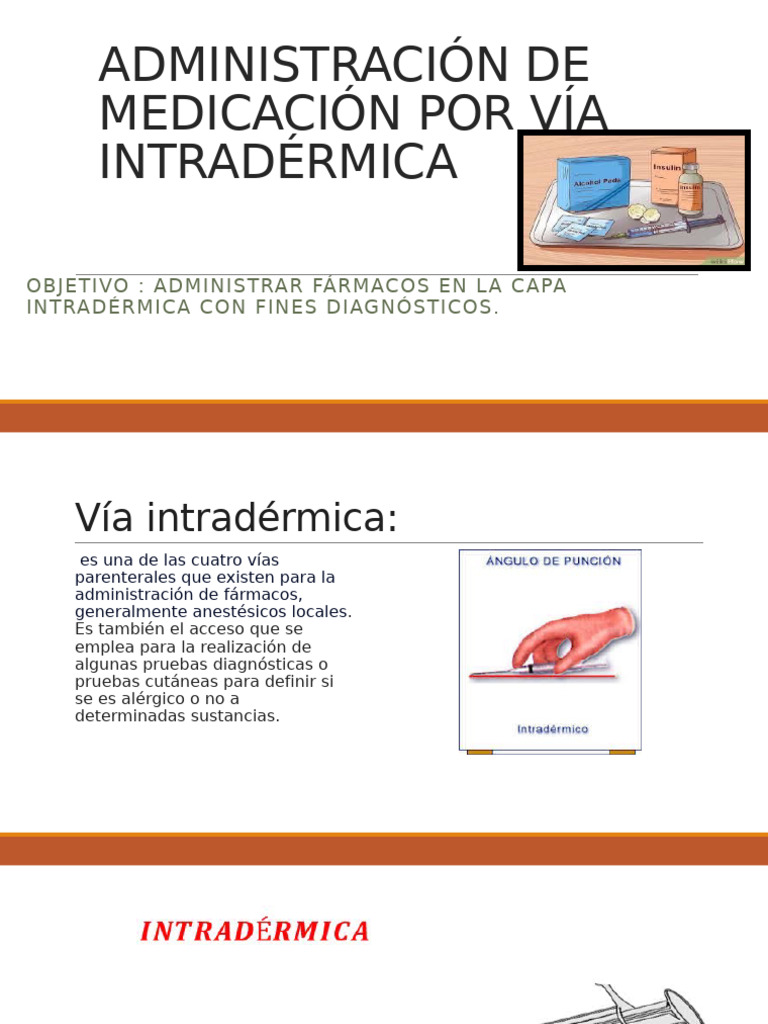Administración de Medicación Por Vía Intradérmica 2 | PDF | Inyección ...