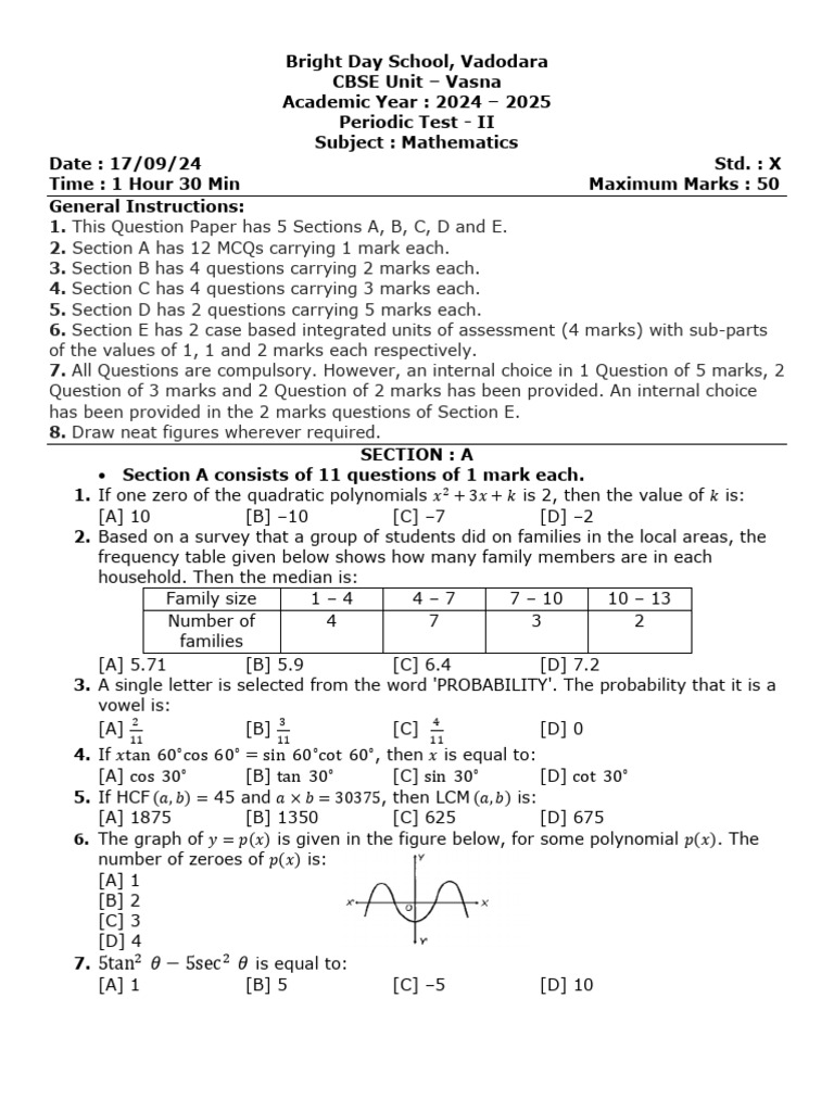 STD 10 Maths 2024 25 PT 2 | PDF