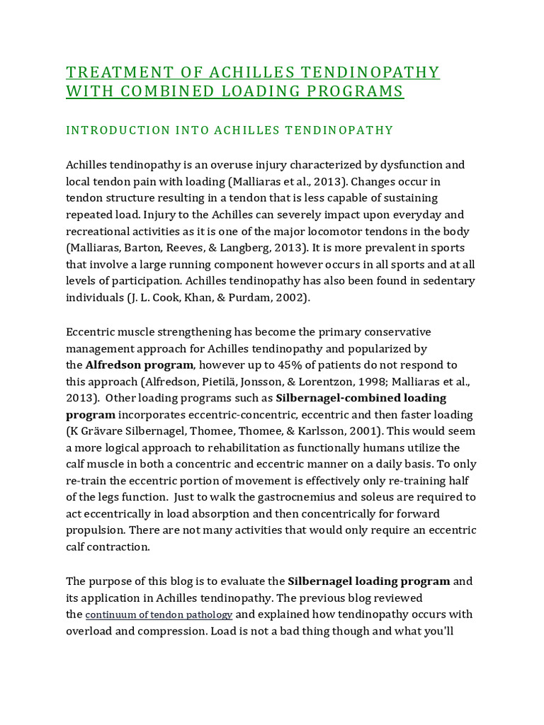 Treatment of Achilles Tendinopathy With Combined Loading Programs ...
