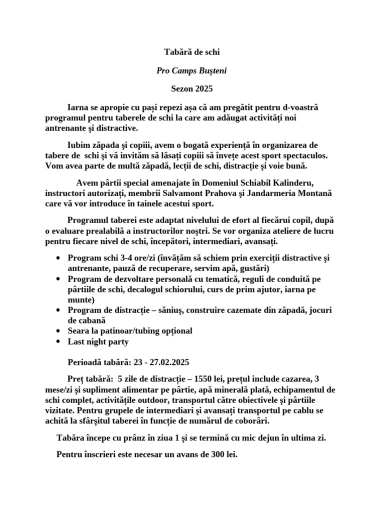 Tabara Schi 2025 | PDF