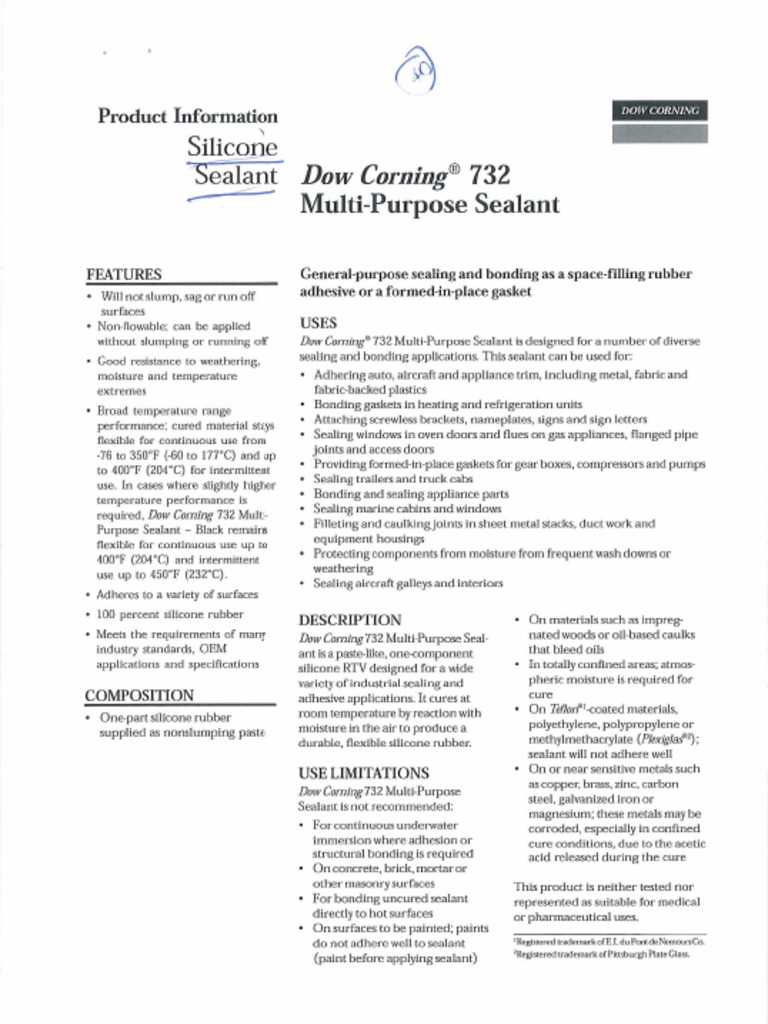 Dow Corning 732 | PDF