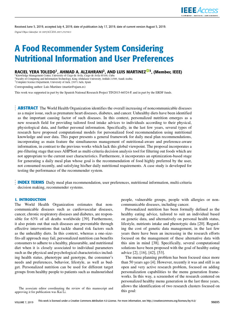 Food Recommendations | PDF