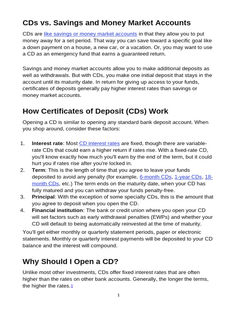 CDs vs. Savings Accounts: Key Differences | PDF | Certificate Of ...