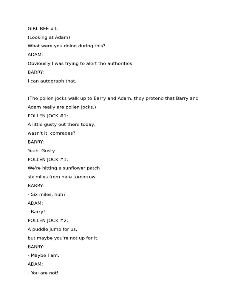 Bee Movie Script p4 | PDF