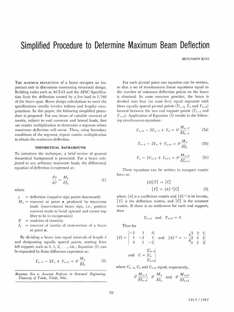 Simplified Procedure To Determine Maximum Beam Deflection | PDF | Beam ...
