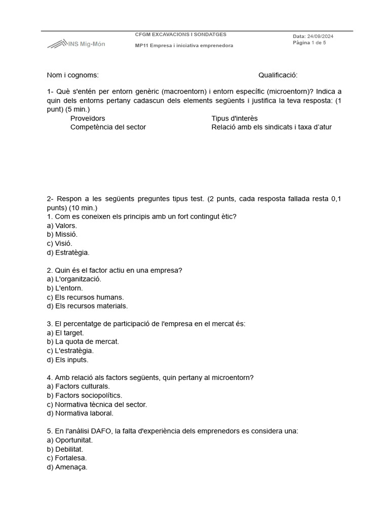 01 Examen RA2 Entorn Empresa - Documents de Google | PDF