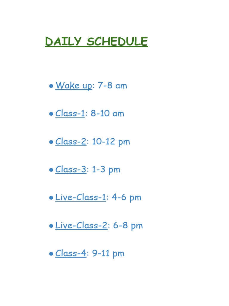 My Daily Schedule | PDF