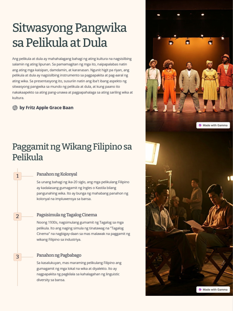 Sitwasyong Pangwika Sa Pelikula at Dula | PDF