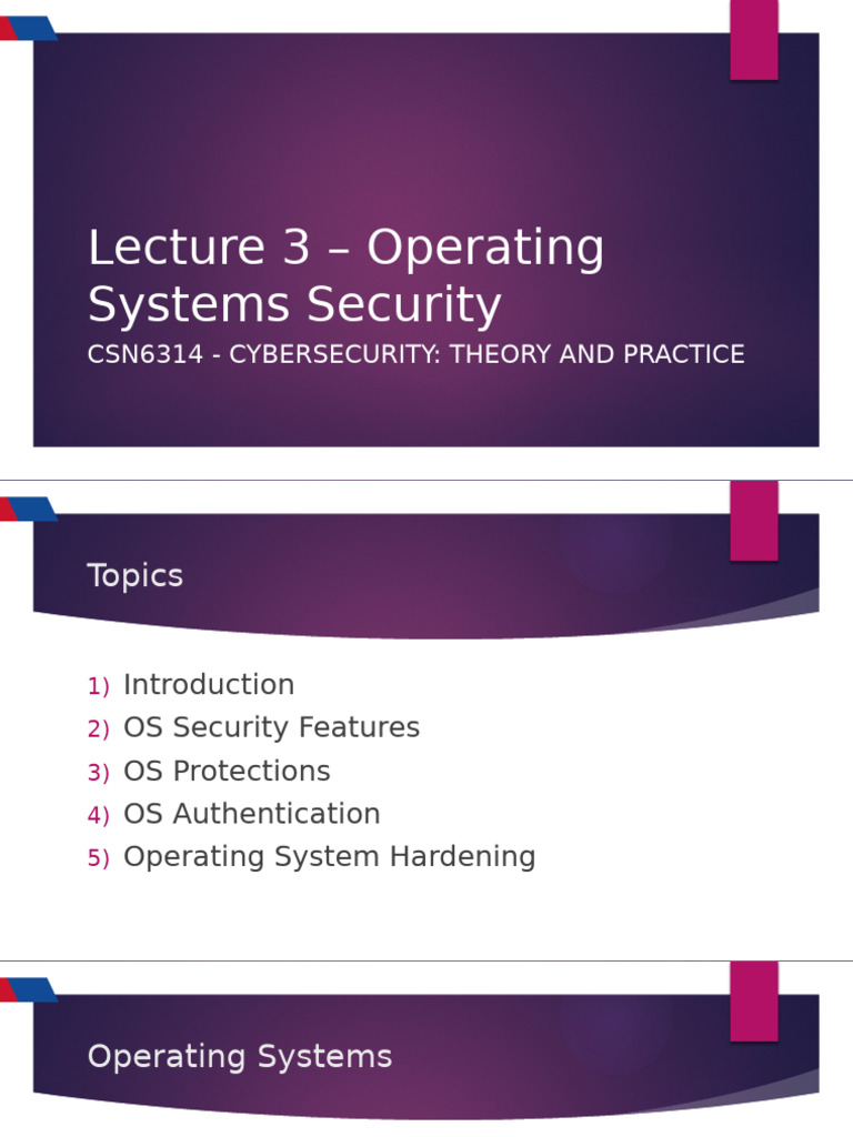 CSN 6314 - Lecture 3 - OS Security | PDF
