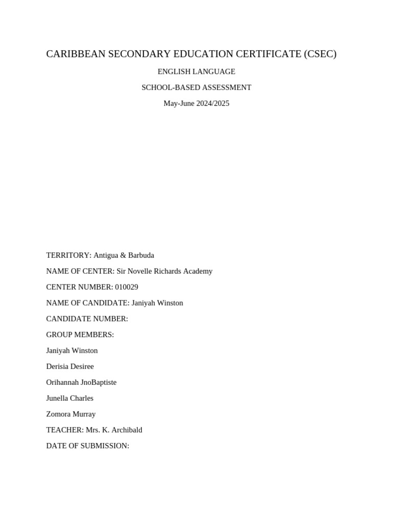 English Sba | PDF