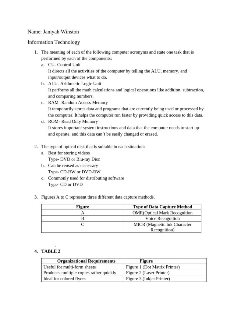 Information Technology HomeWork | PDF