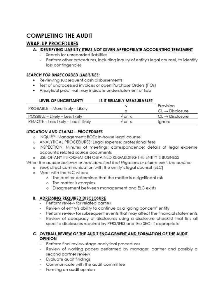 Completing The Audit | PDF