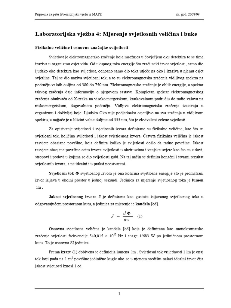 Mjerenje Rasvjete I Buke | PDF