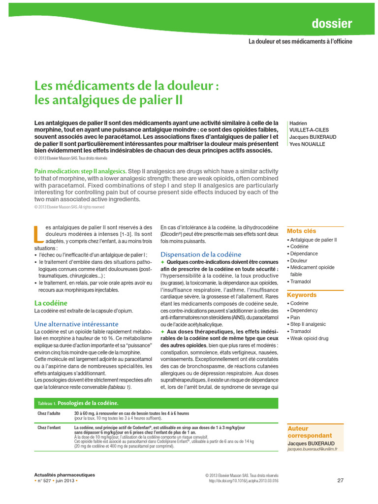 Les Médicaments de La Douleur Les Antalgiques de Palier II | PDF