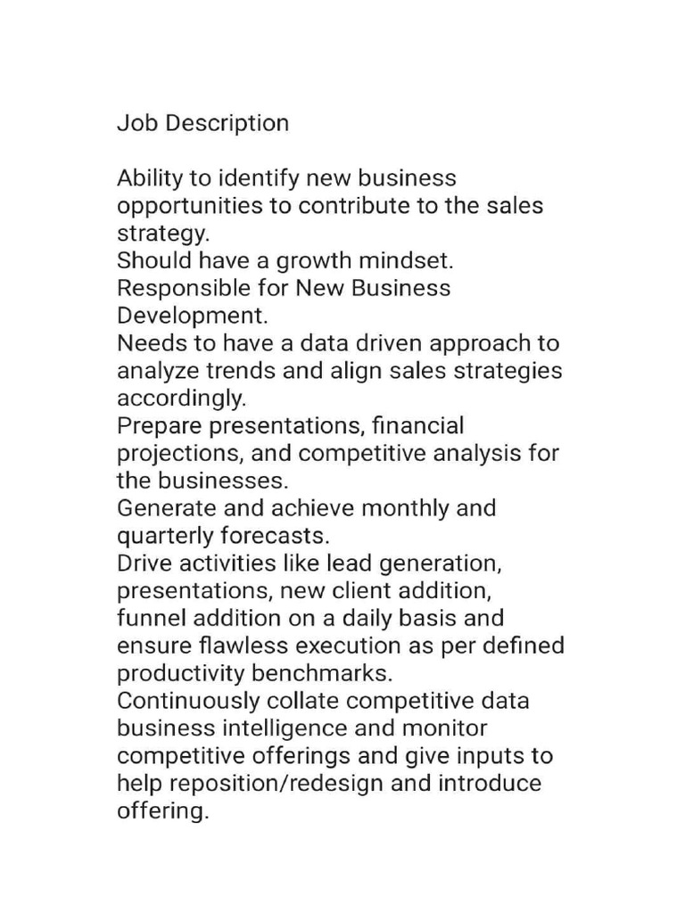 Sales & Marketing Job Role Rapture Events | PDF