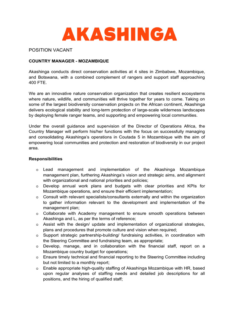 Country Manager - Mozambique | PDF