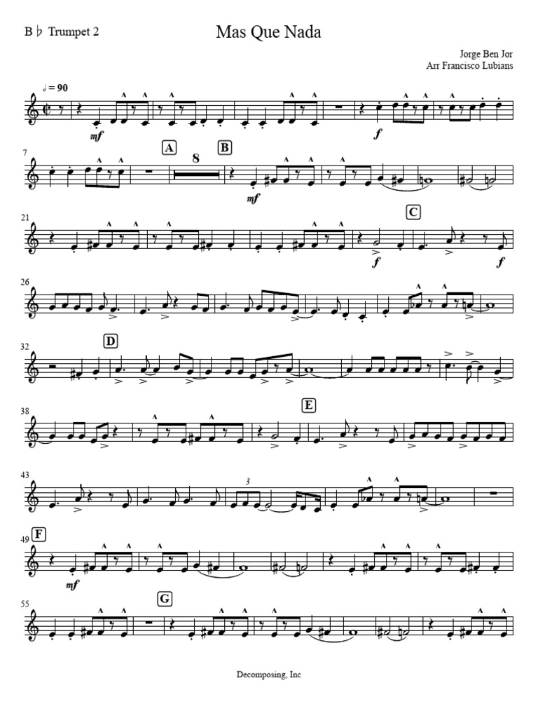 Mas Que Nada - Jorge Ben Jor - Brass Quintet-Bb Trumpet 2 | PDF