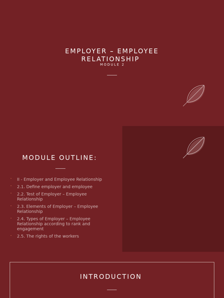 Employer - Employee Relationship | PDF