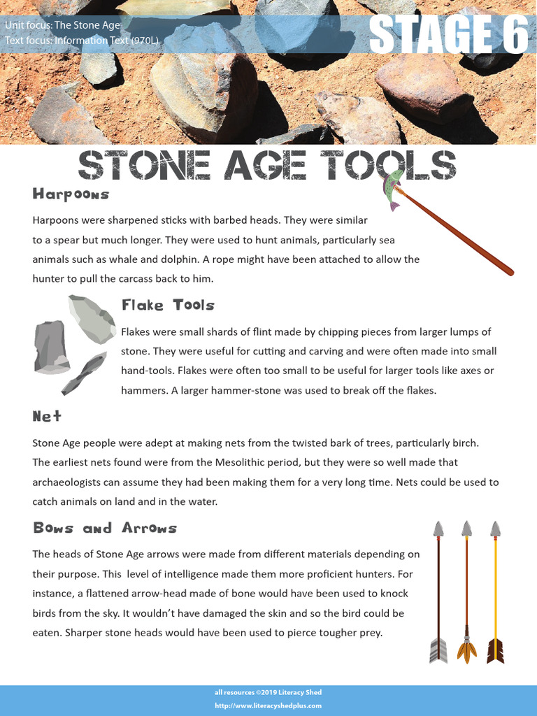 Stone Age Tools Stage 6 Comp Comprehension Pack | PDF