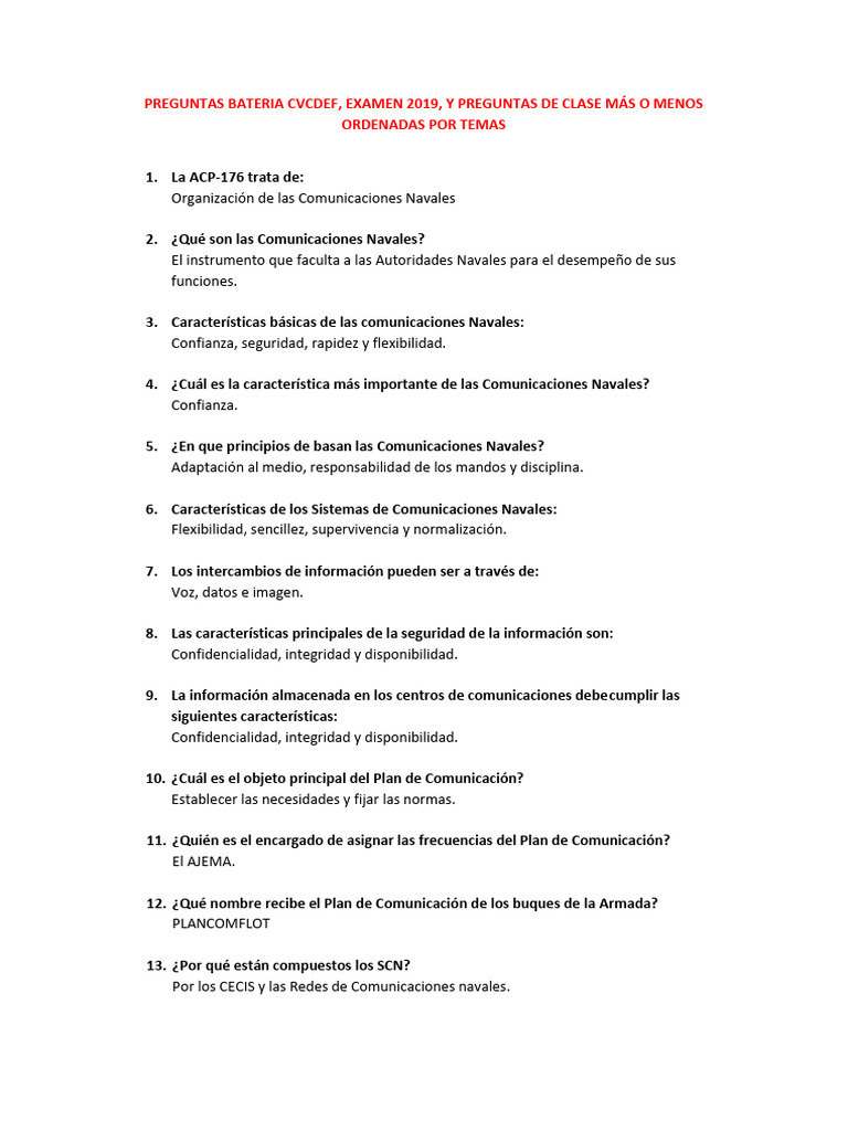 Recopilacion Preguntas Comunicaciones | PDF