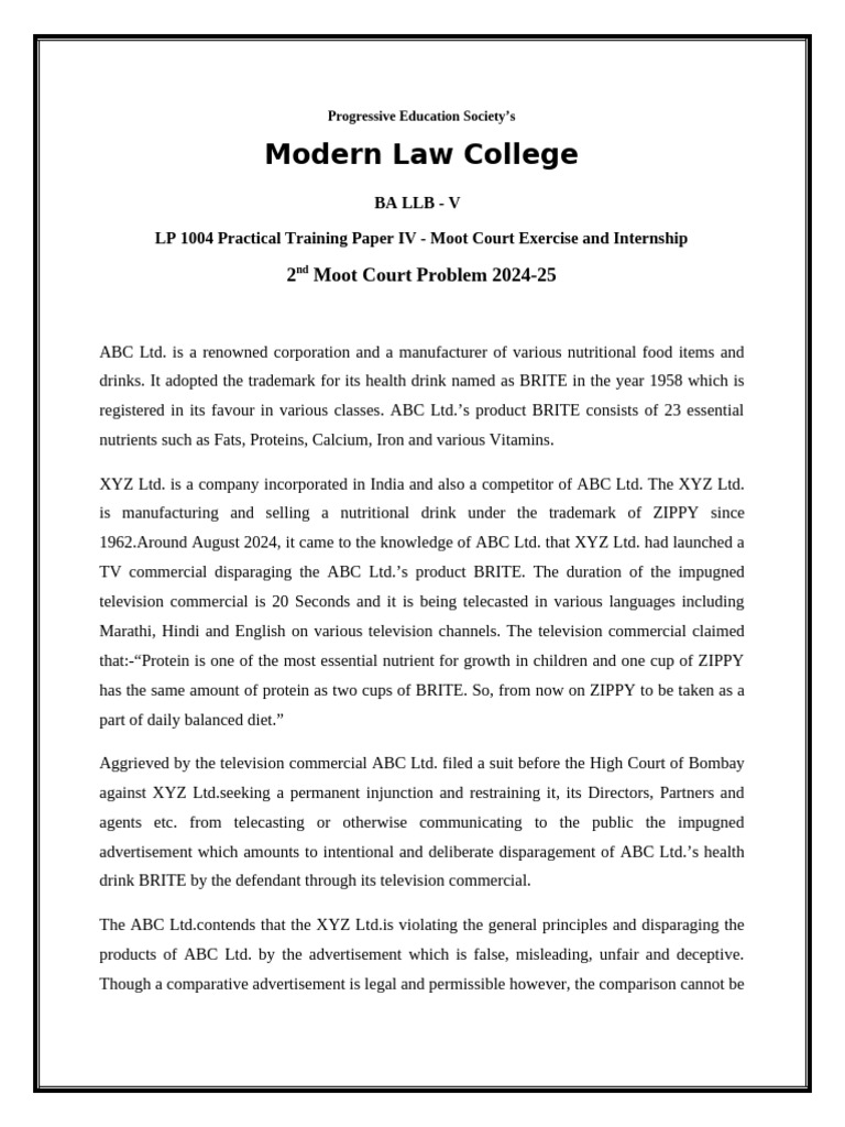 Moot Problem No 2 - Ballb V | PDF