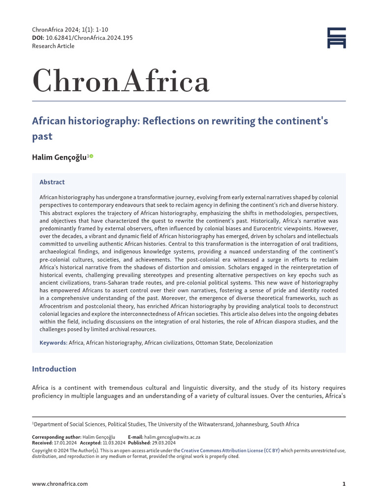 African Historiography Reflections On Rewriting TH | PDF